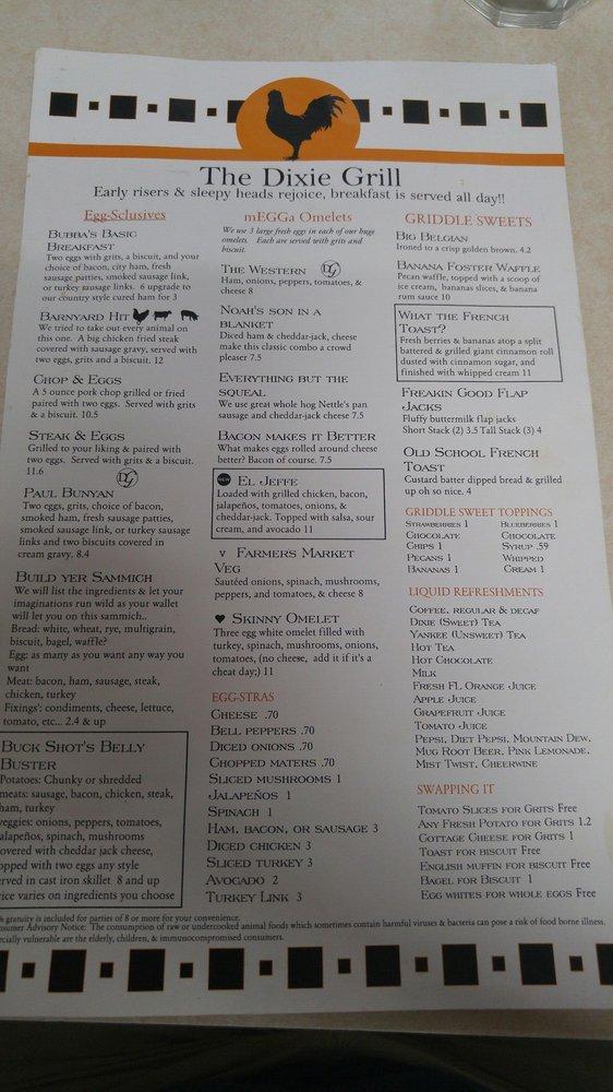 Menu at The Dixie Grill desserts, Live Oak