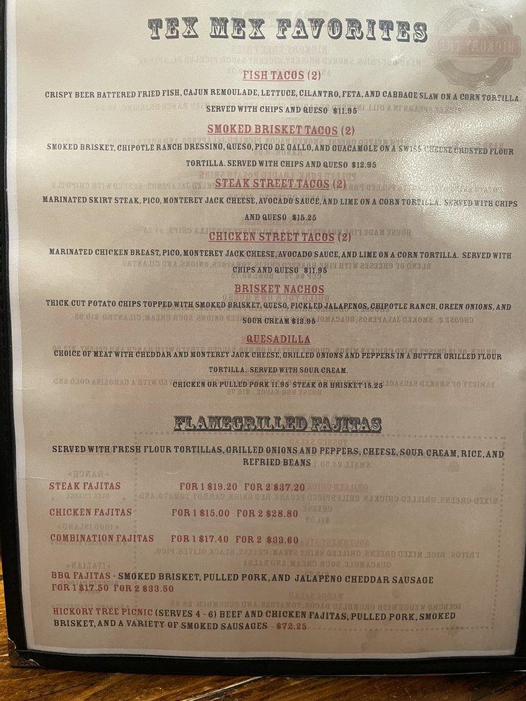 Menu at The Hickory Tree Grill BBQ, Joshua, 101 N Main St ste a