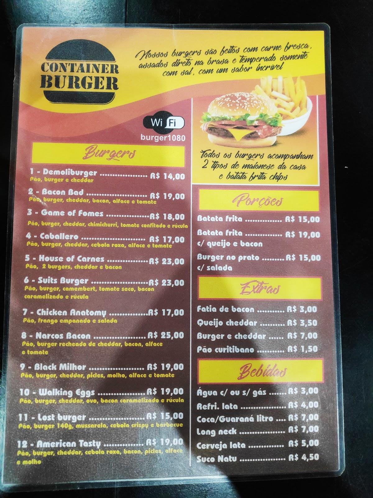 Menu at Container Burger pub & bar, Ibiporã