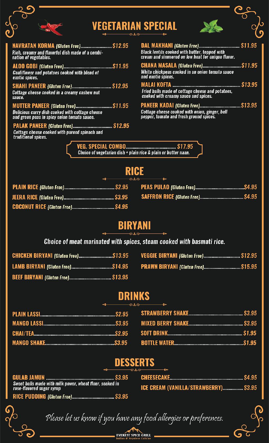 Menu at The Indian Bites restaurant, High River