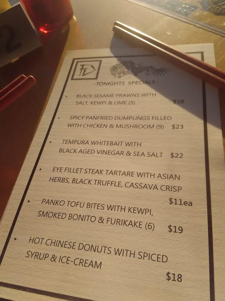 Menu at Floating Dragon pub & bar, Lakes Entrance