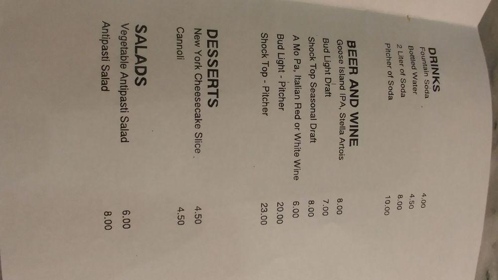 Menu at Secret Pizza pizzeria, Las Vegas