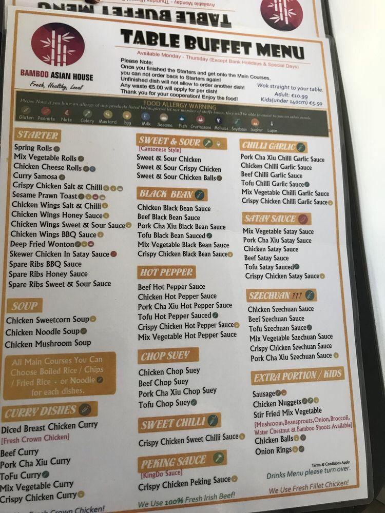 Carta del restaurante BAMBOO Asian House, Dundalk