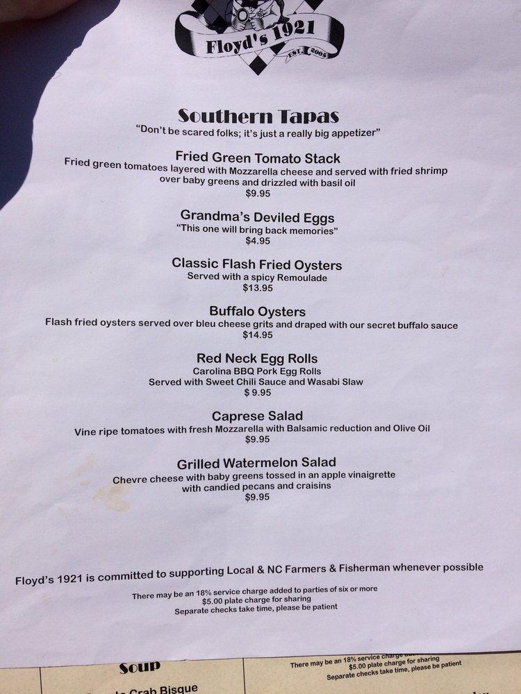 Menu at Floyd's 1921 Restaurant, Bar & Catering, Morehead City