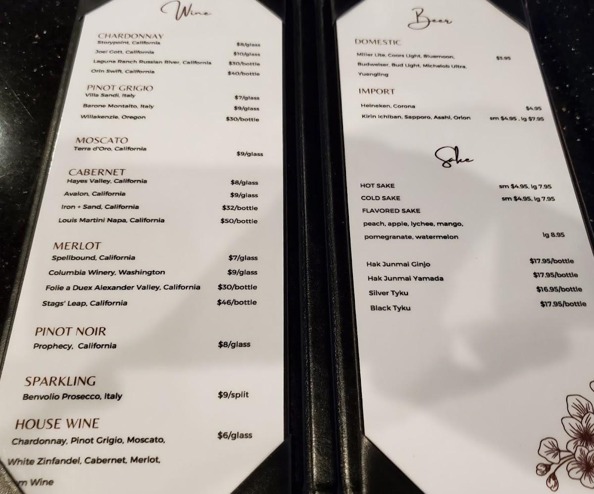 Menu at Ichiban Japanese steakhouse, Pooler