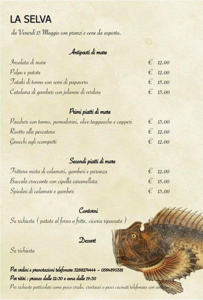 Menu da La Selva ristorante, Selva Nera