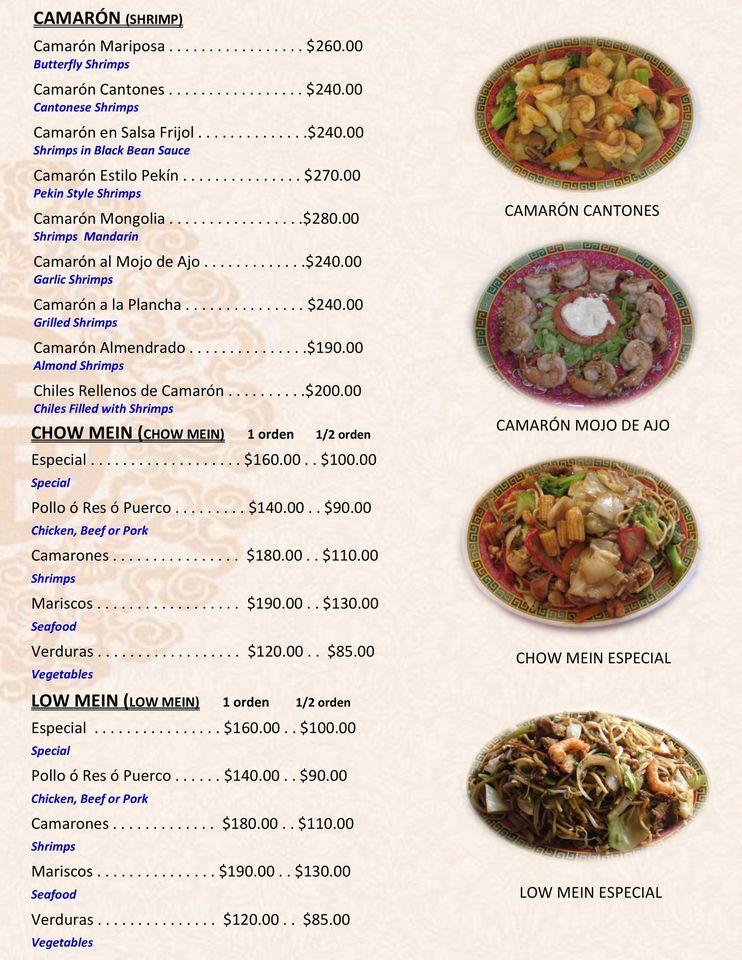 Menu at Restaurante Nuevo Pekin, La Paz