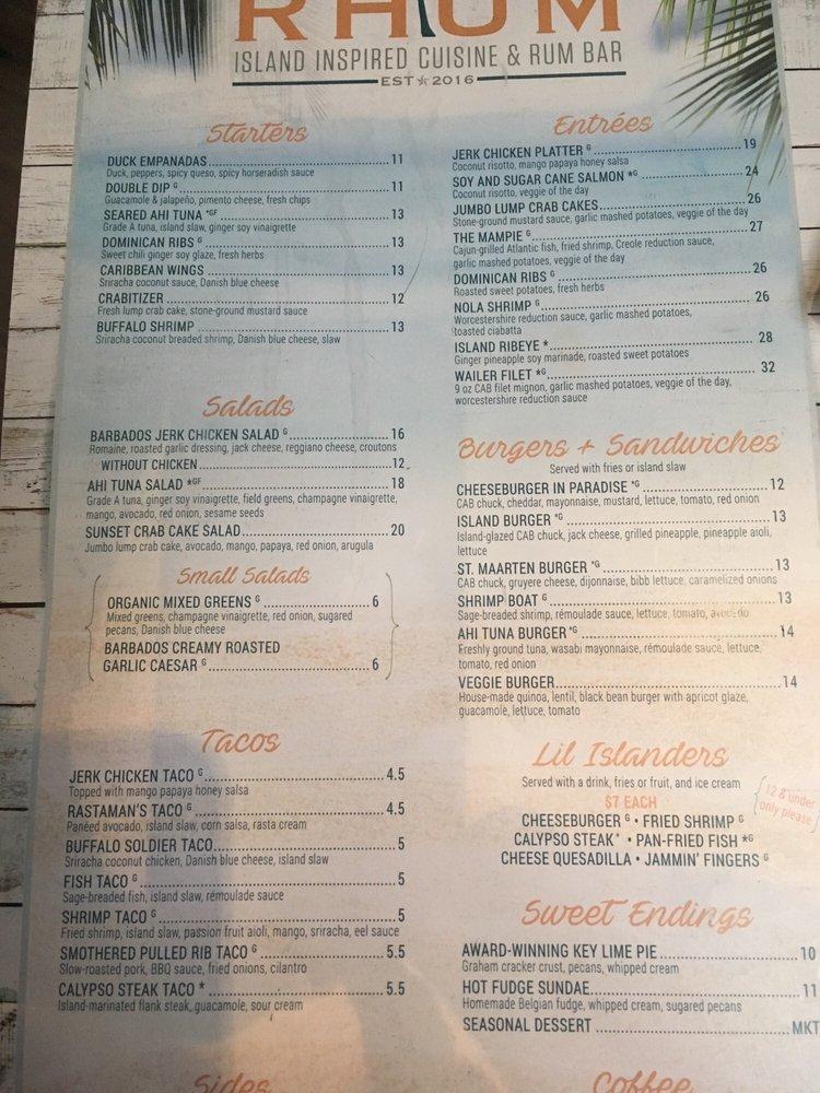 Menu at RHUM restaurant, Patchogue
