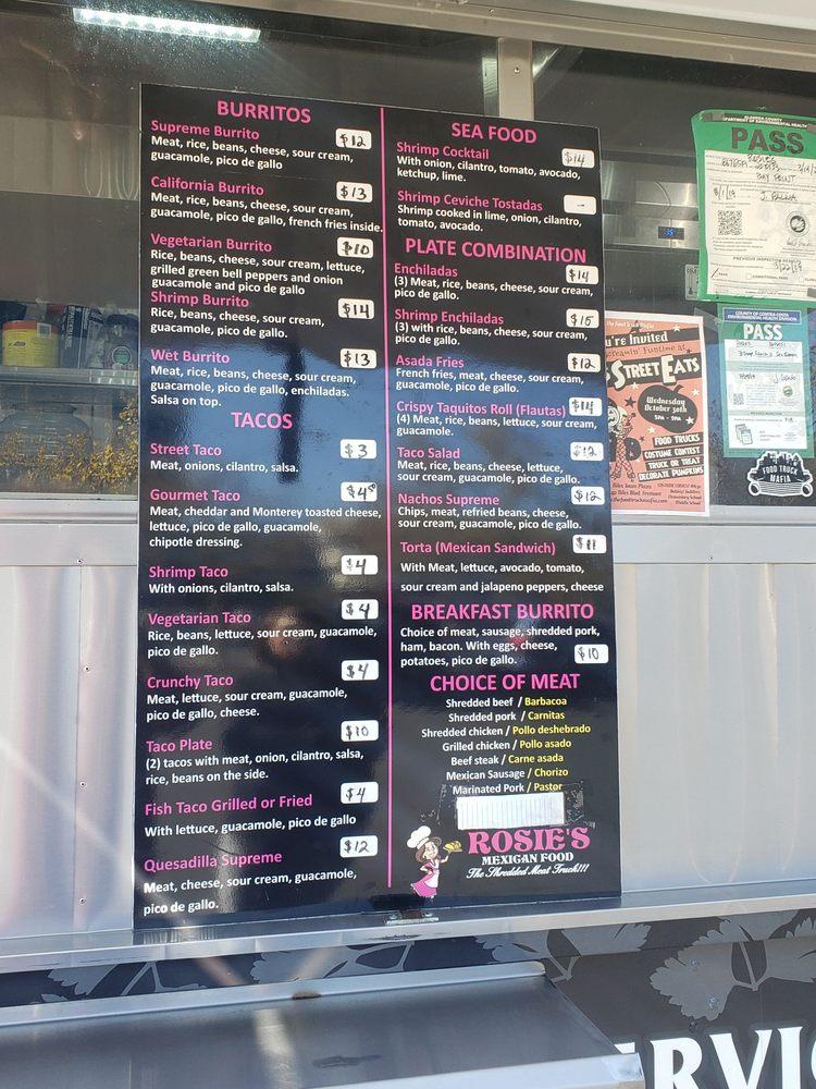 Menu at Rosies Mexican Food, Bay Point