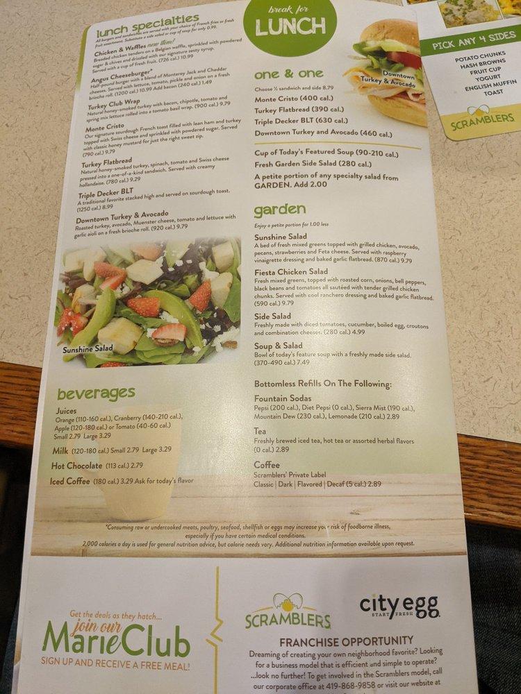 Menu at Scramblers restaurant, Perrysburg