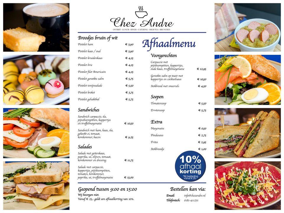 Menu at Chez Andre, Brielle