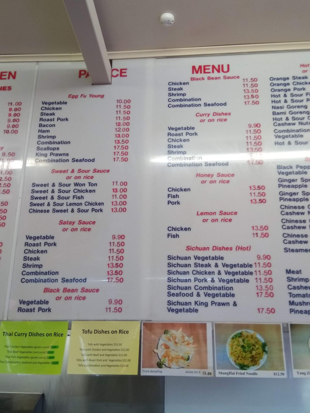 Menu at Golden Palace Takeaway restaurant, Lower Hutt