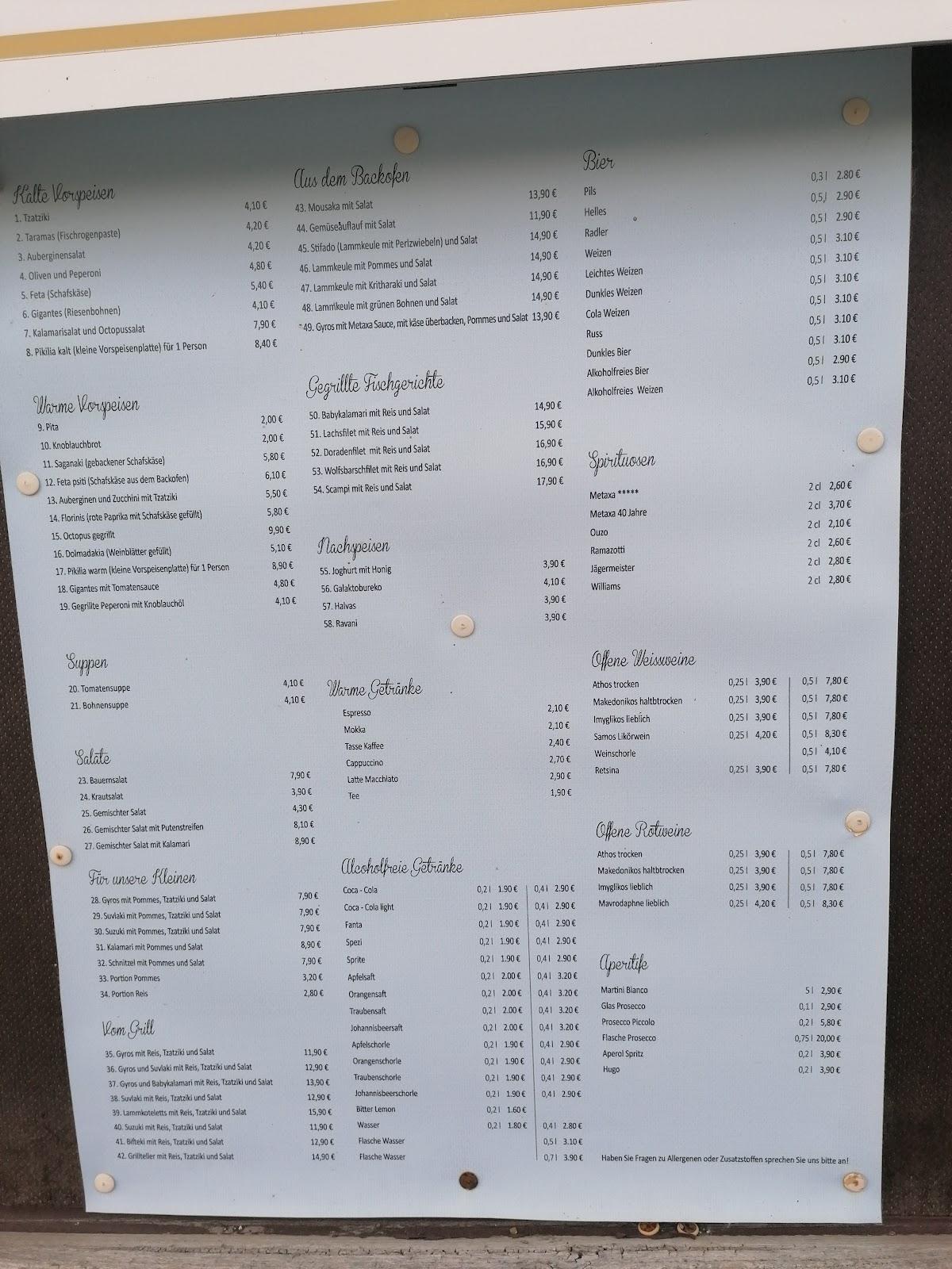 Carta de Restaurant Aphrodite, Buchloe
