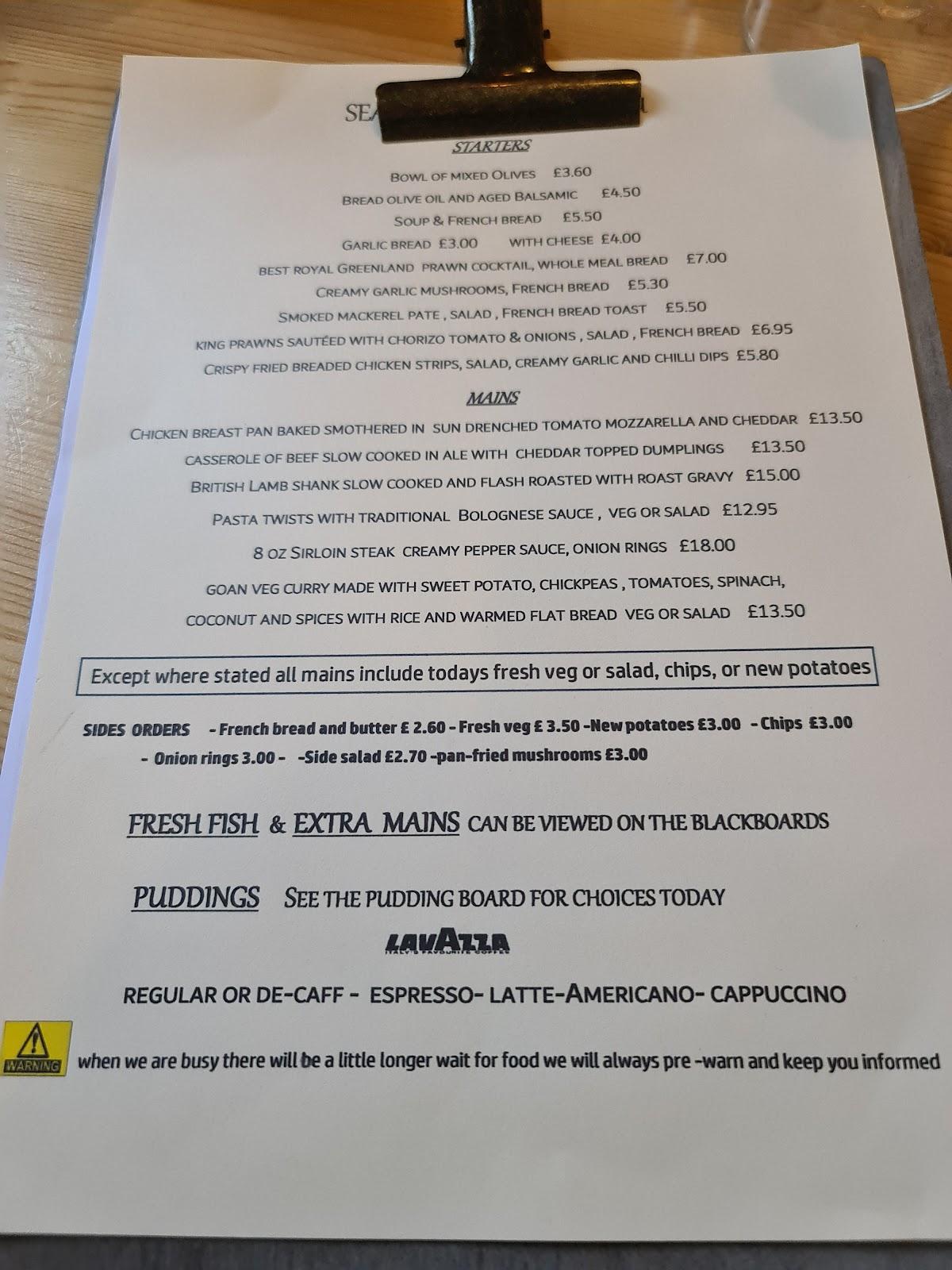 Menu at Seagulls Restaurant, Bridport, 1-3 Station Rd