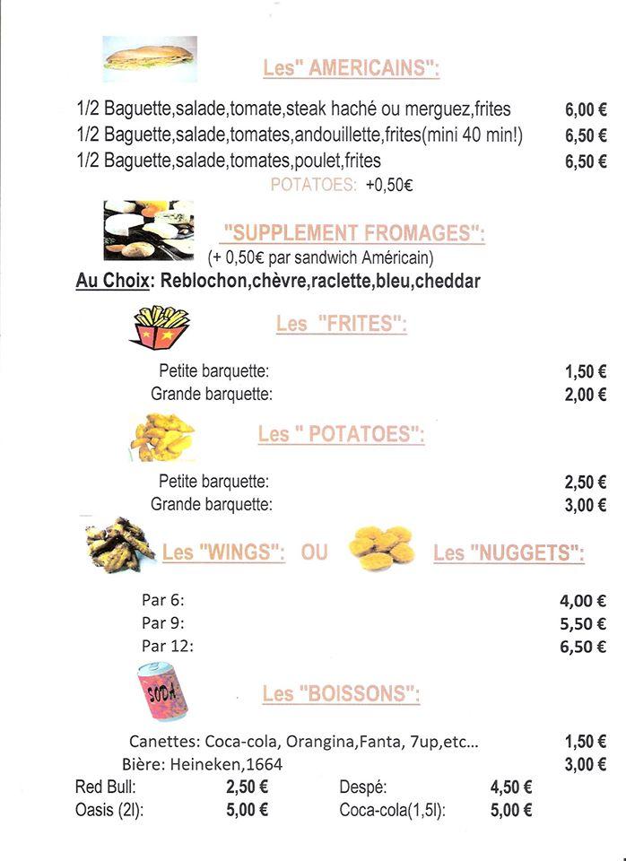 Menu at Stop Eat restaurant, Rives