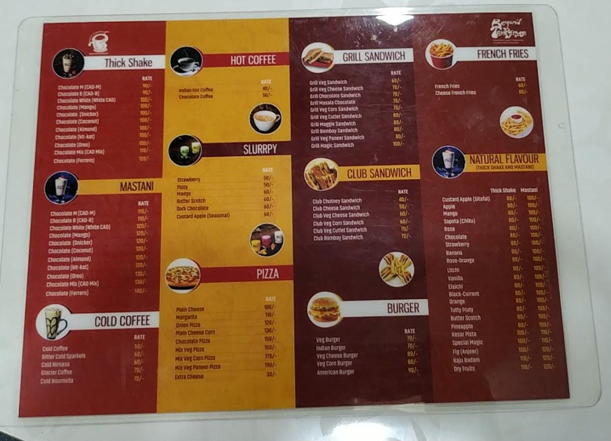 Menu at Beyond Temptation, Karanja