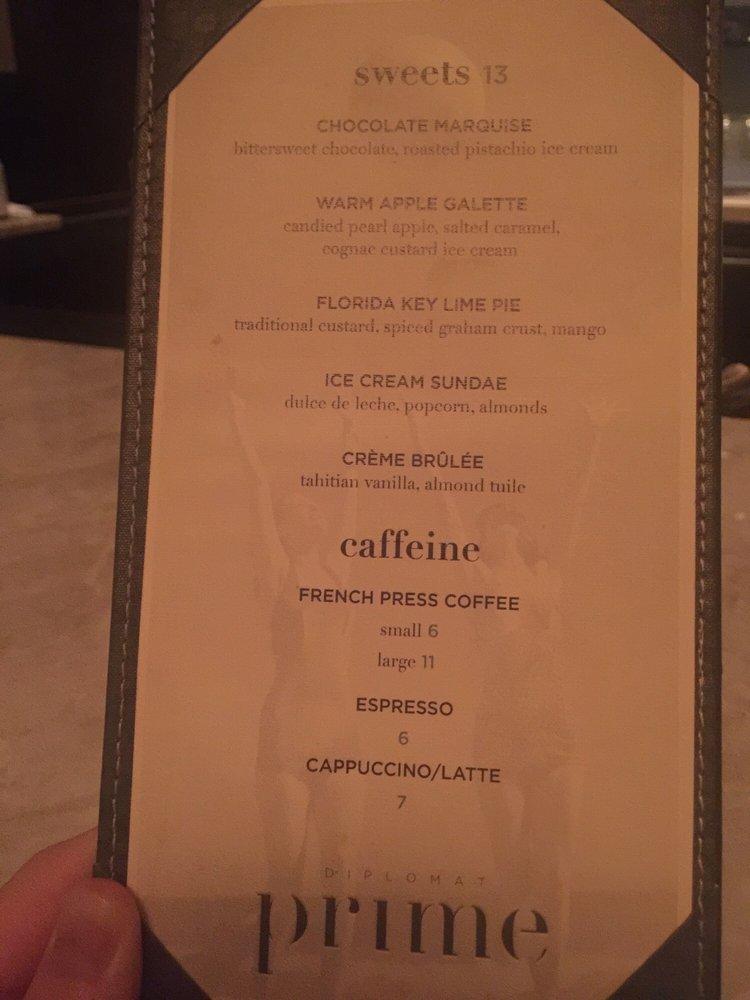 Menu at Diplomat Prime Steak & Seafood pub & bar, Hollywood