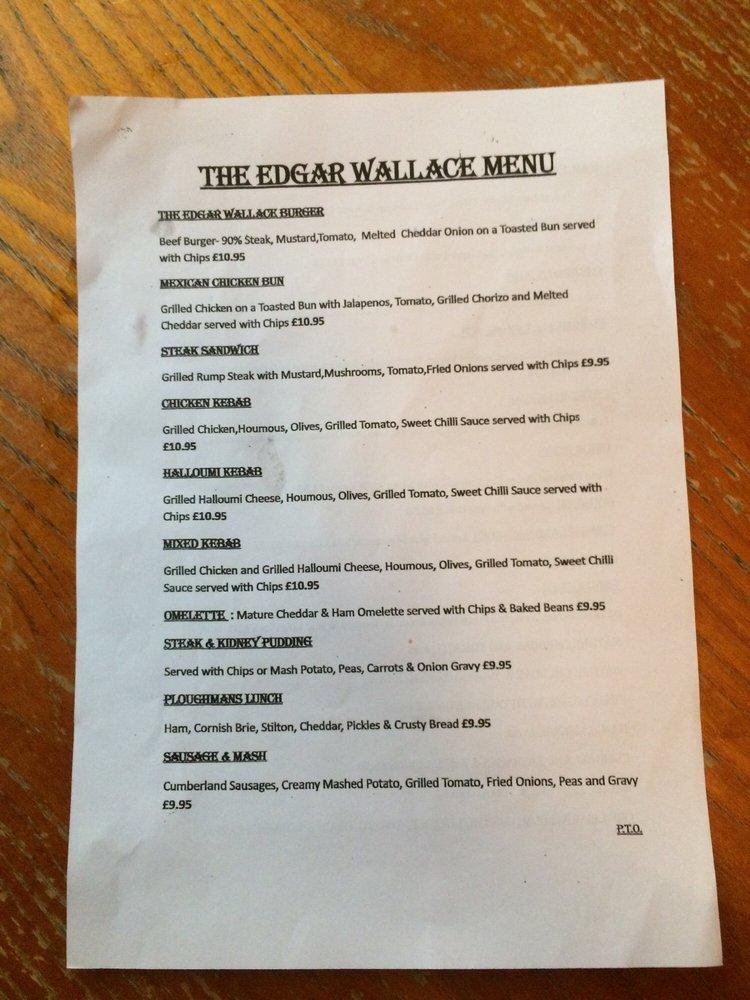 Menu at The Edgar Wallace pub & bar, London