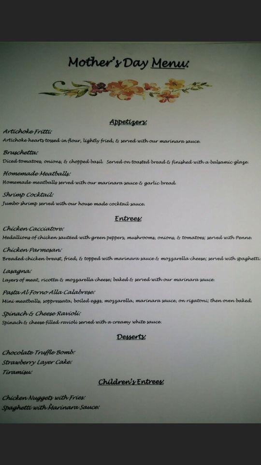 Menu at Calabria Italian Restaurant, Wernersville
