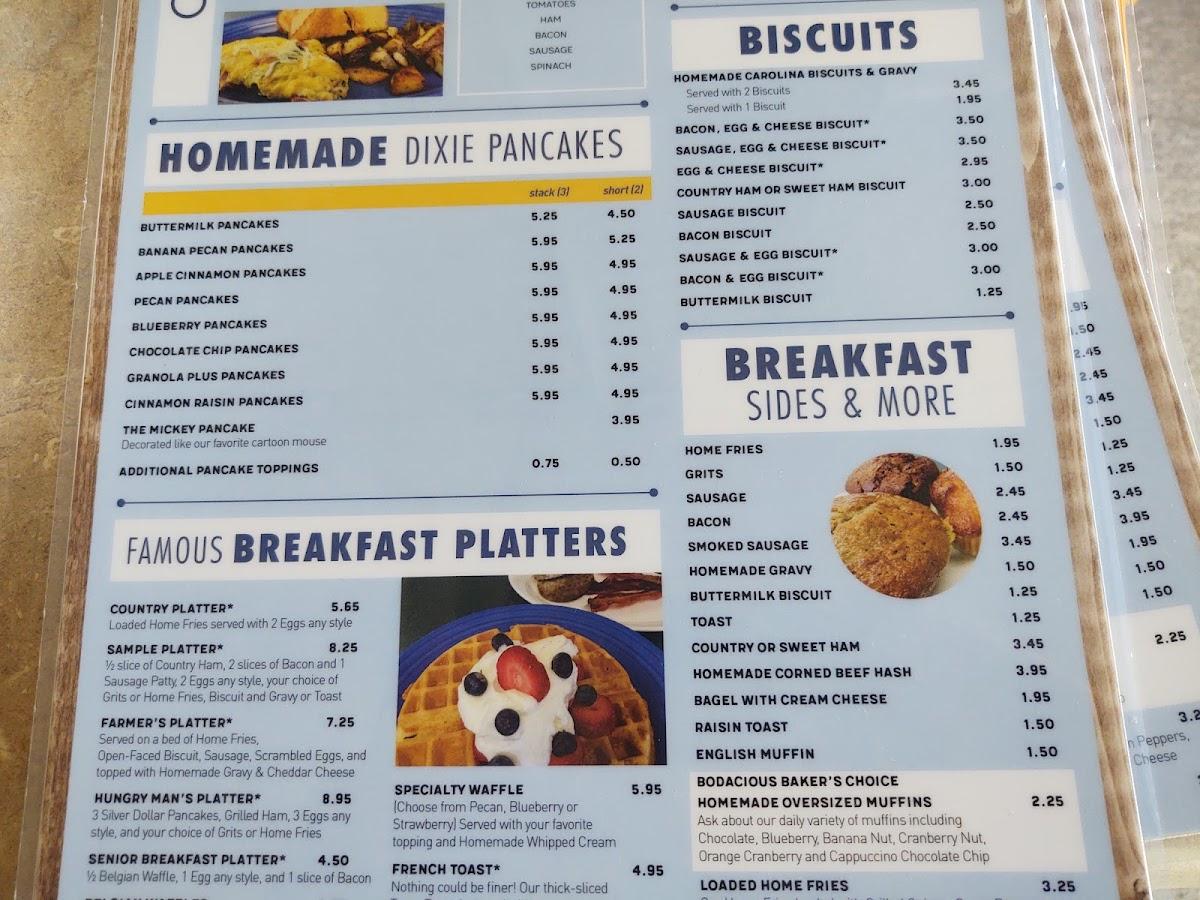 Menu at Dixie Diner restaurant, Hendersonville