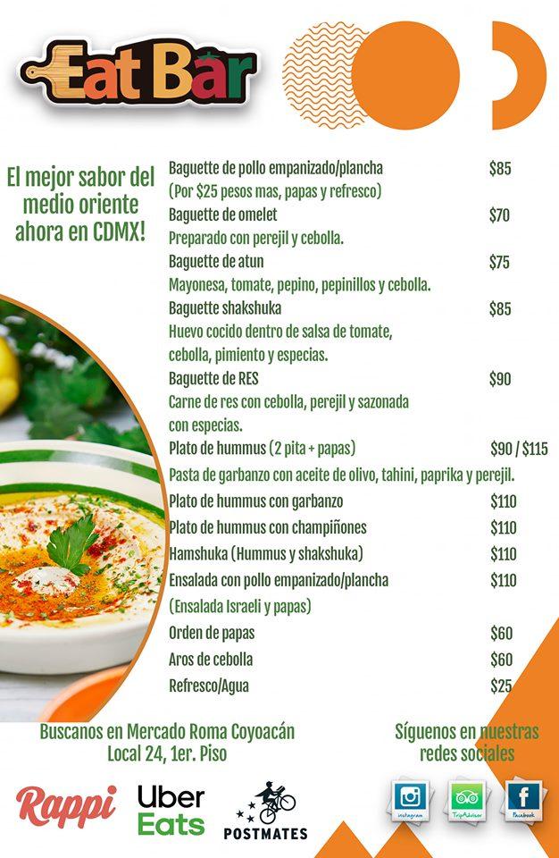 Menu at Eat Bar Cdmx, Mexico City