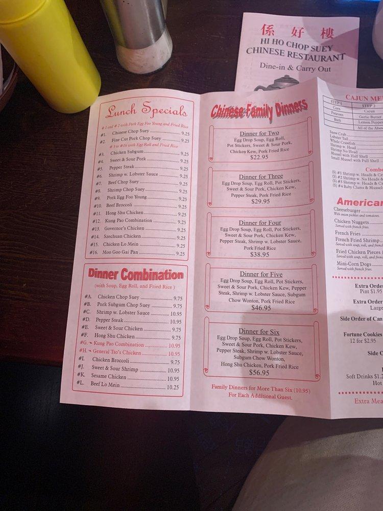 Menu at HI Ho Restaurant, Mishawaka