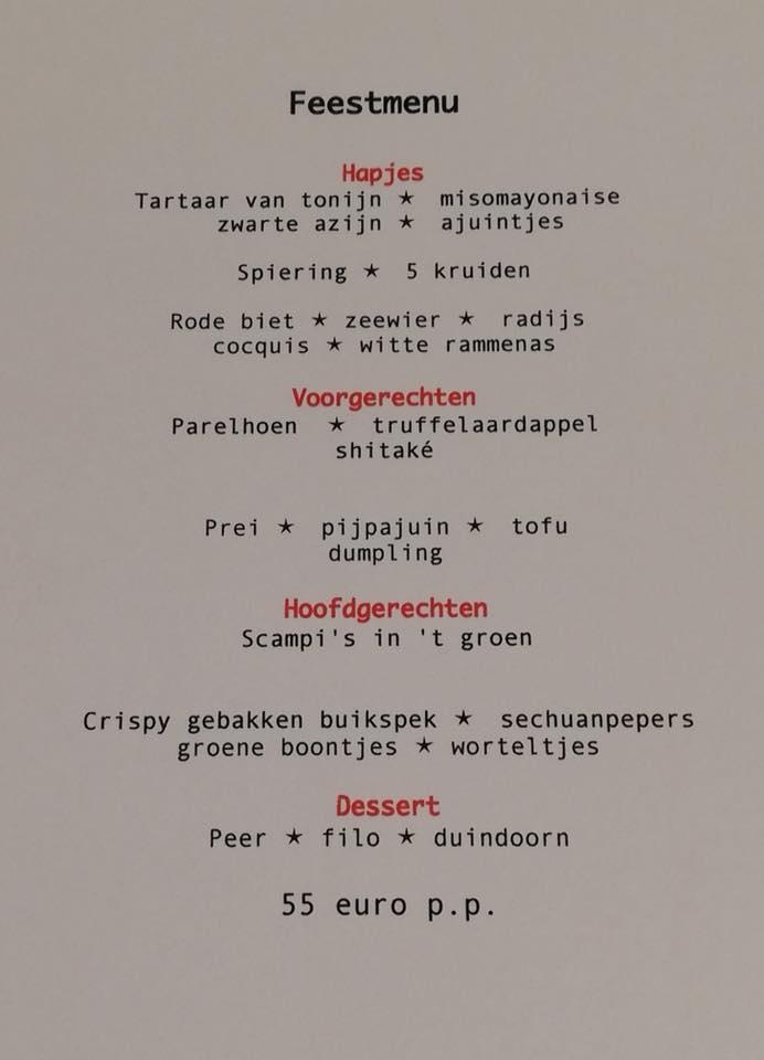 Menu at Hon Yon, Aarschot