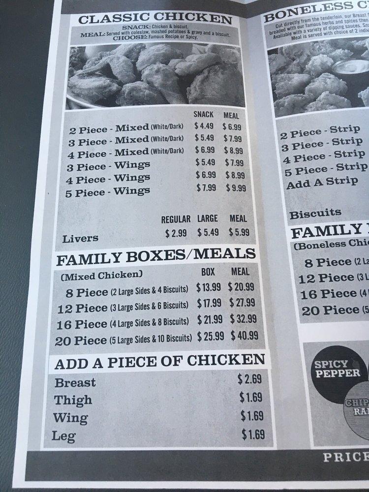 Menu at Lee's Famous Recipe Chicken fast food, Richmond