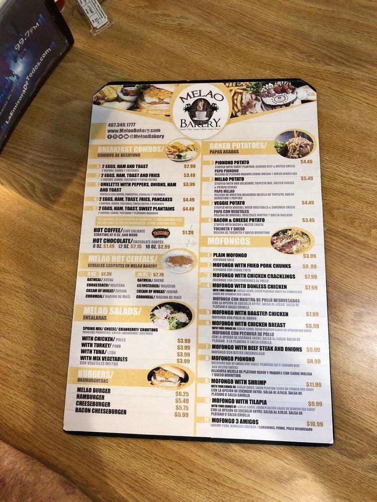 Menu at Melao Bakery - Orlando, Orlando, Consulate Dr