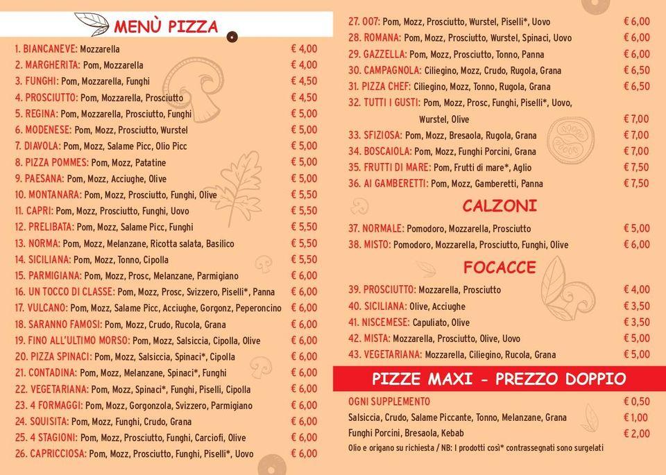 Menu at Pizza Snack di Giacomino Di Modica restaurant, Niscemi