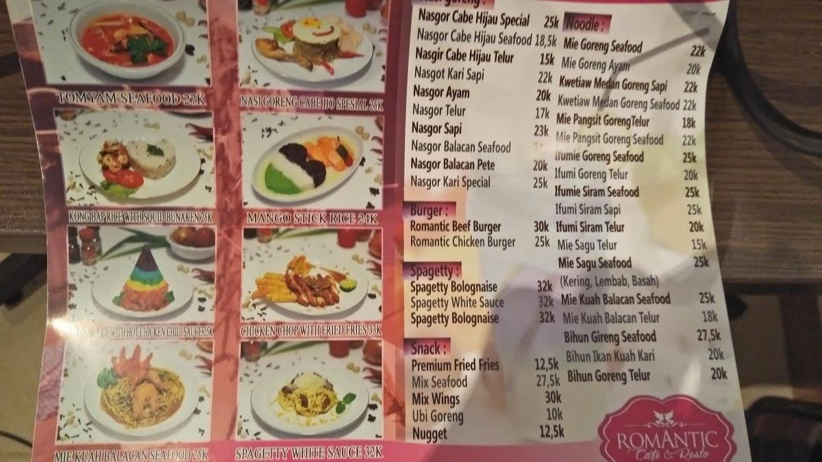Menu at Romantic cafe dan resto, Indonesia