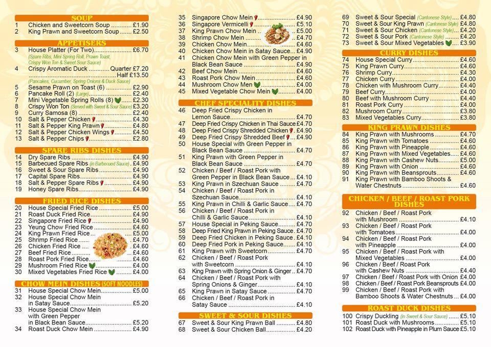 Menu at HOME WOK Chinese Takeaway restaurant, Rotherham