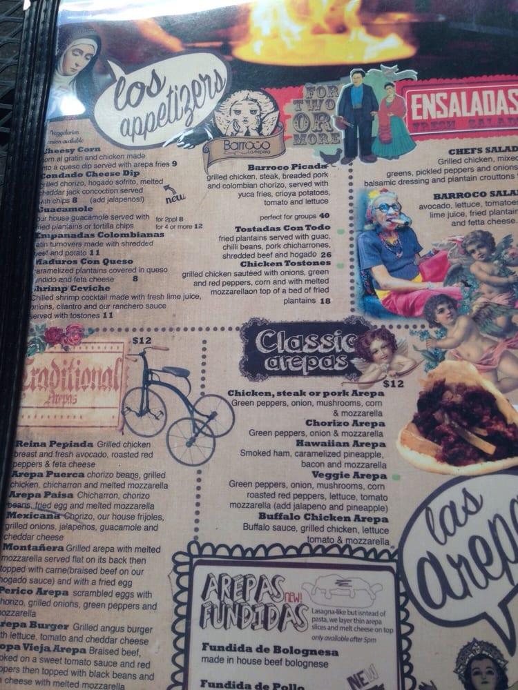Menu at Barroco, Lakewood, Madison Ave