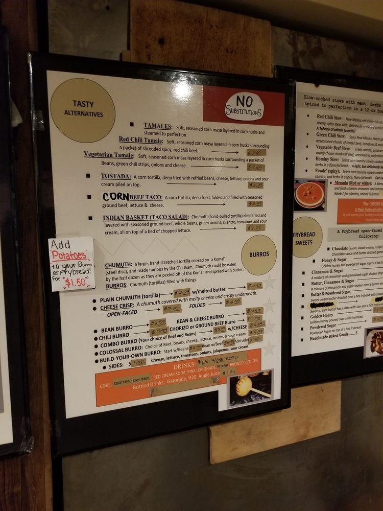 Menu at Fry Bread House restaurant, Phoenix, N 7th Ave