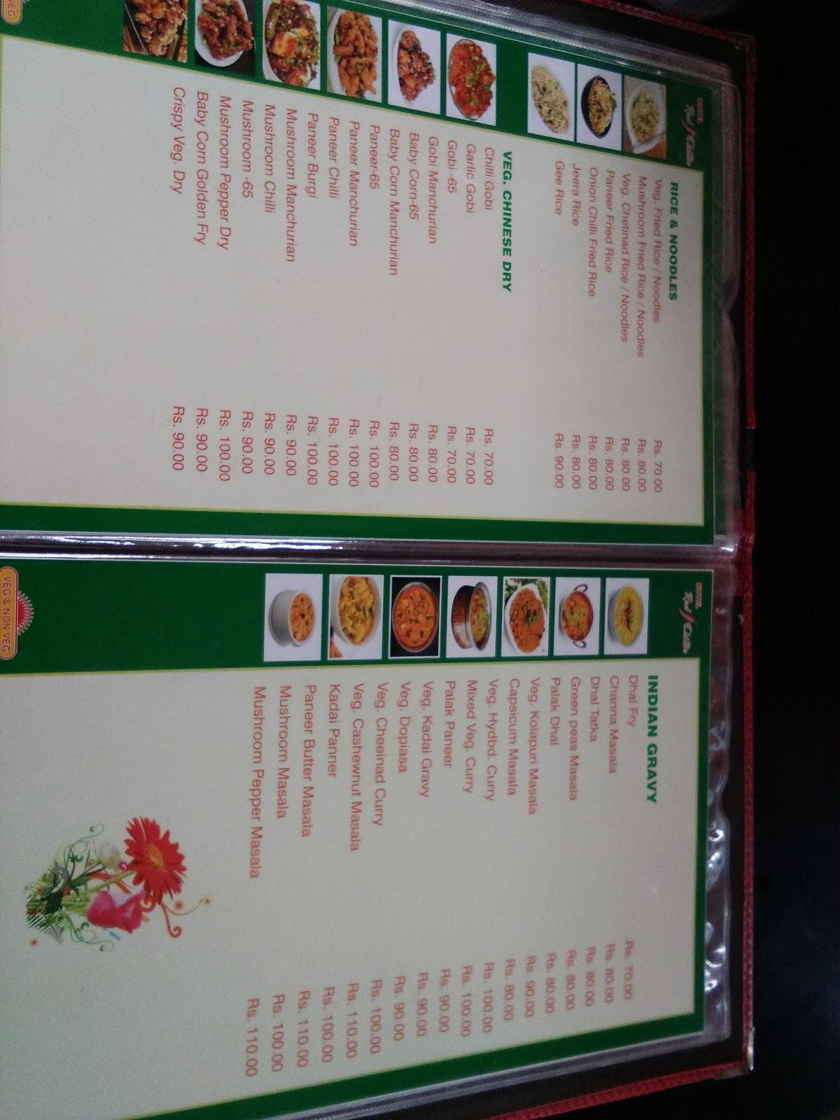 Menu at Red Chilli, Hosur, PRFF+CF9