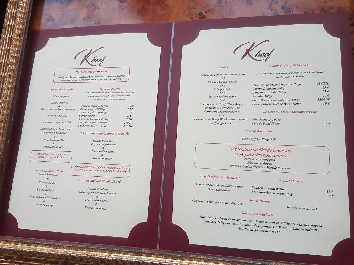 Speisekarte von Restaurant kbeef, Luxemburg