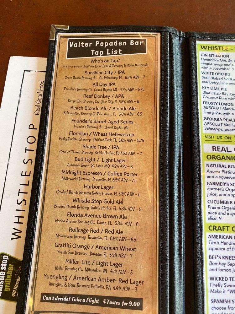 Menu at Whistle Stop Grill and Bar, Safety Harbor
