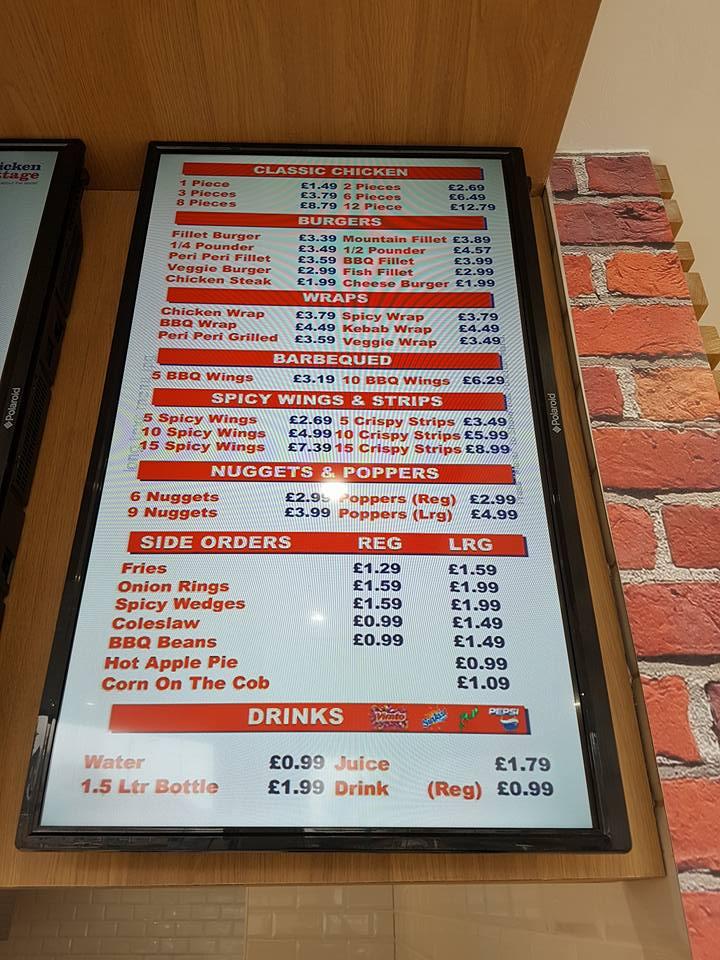 Menu at Chicken Cottage Charminster fast food, Bournemouth