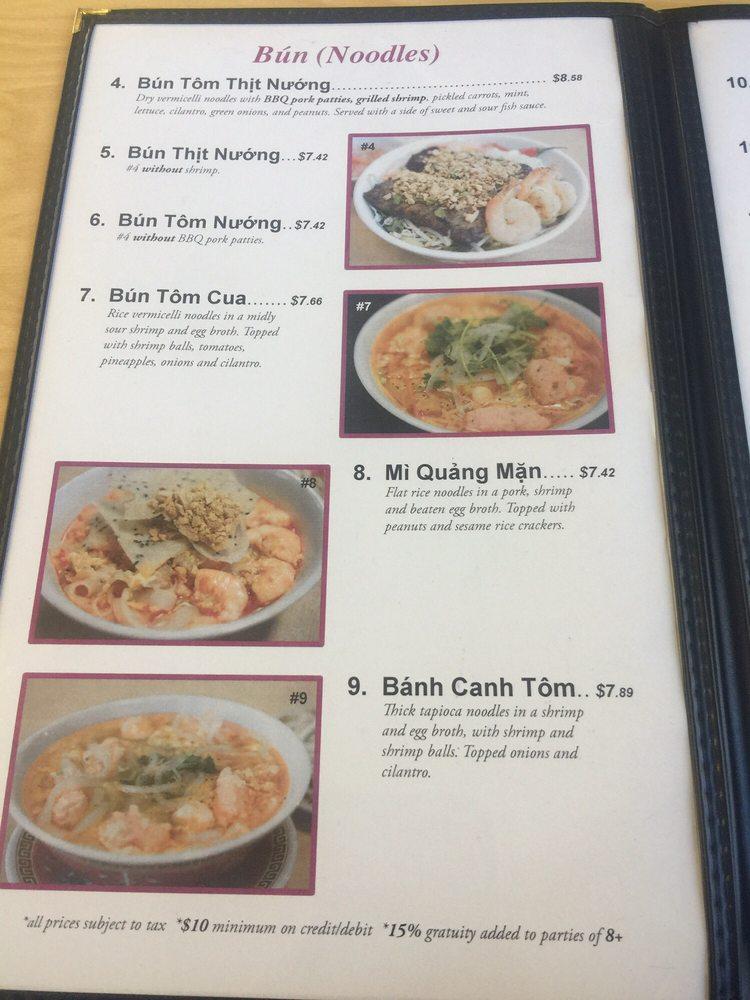 Menu at Hoài Huế Restaurant, San Diego, El Cajon Blvd Suite 102