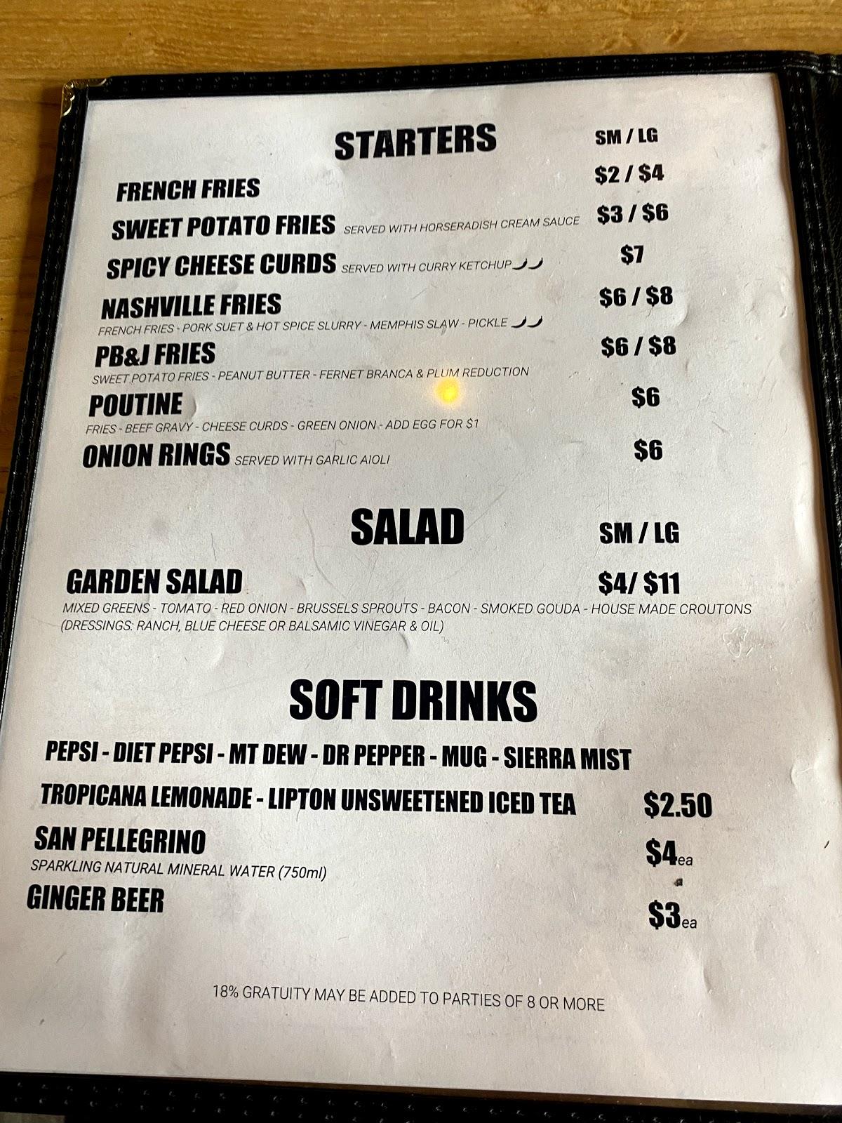 Menu at OAK & ALLEY pub & bar, Warsaw, E Center St