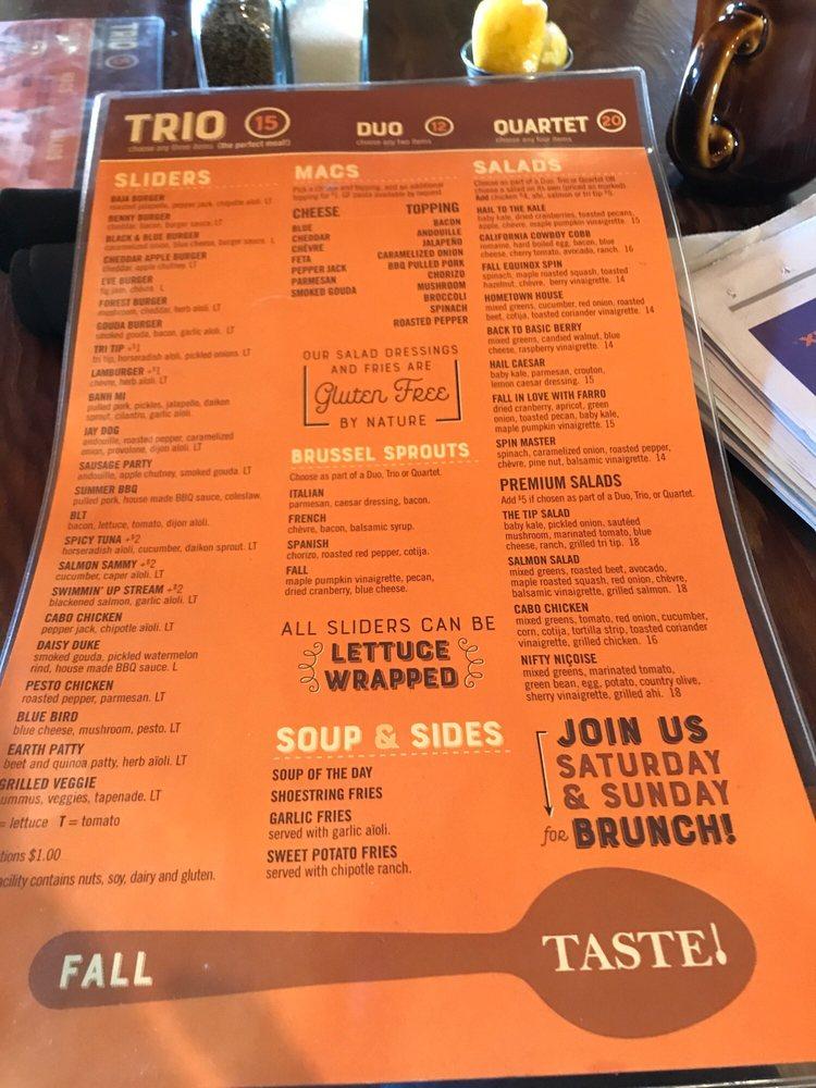 Menu at TASTE! craft eatery restaurant, San Luis Obispo