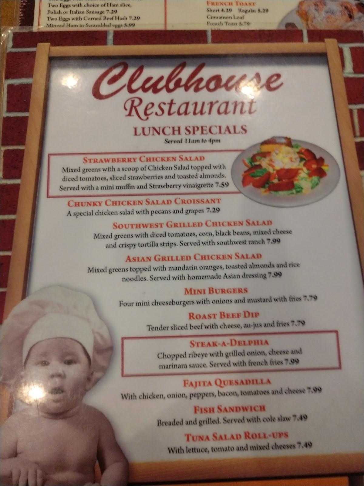 Menu at Club House Restaurant, Seminole