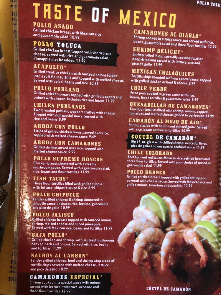 Menu at El Bronco North restaurant, Richmond