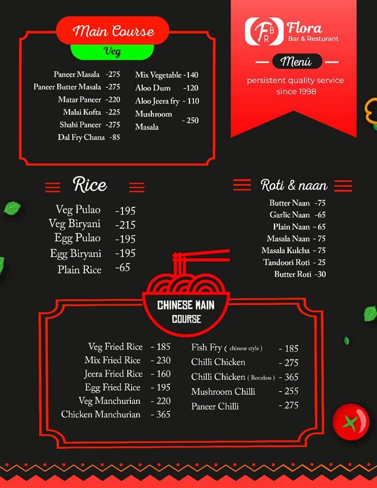 Menu at Flora Family Restaurant & Bar, Tezpur