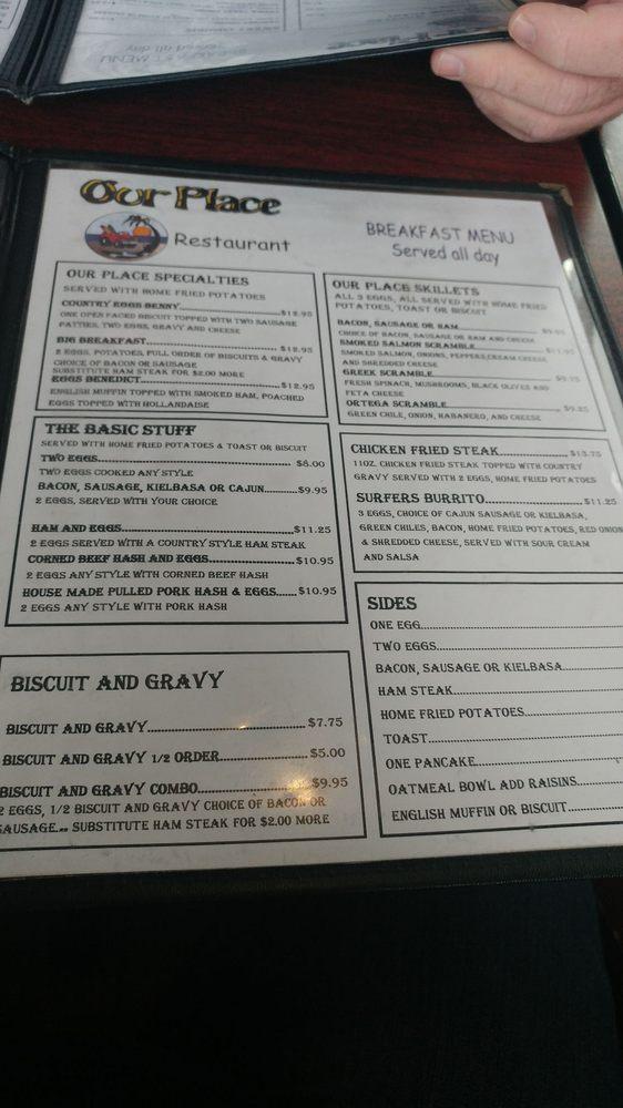 Menu at Our Place Restaurant, Ocean Shores