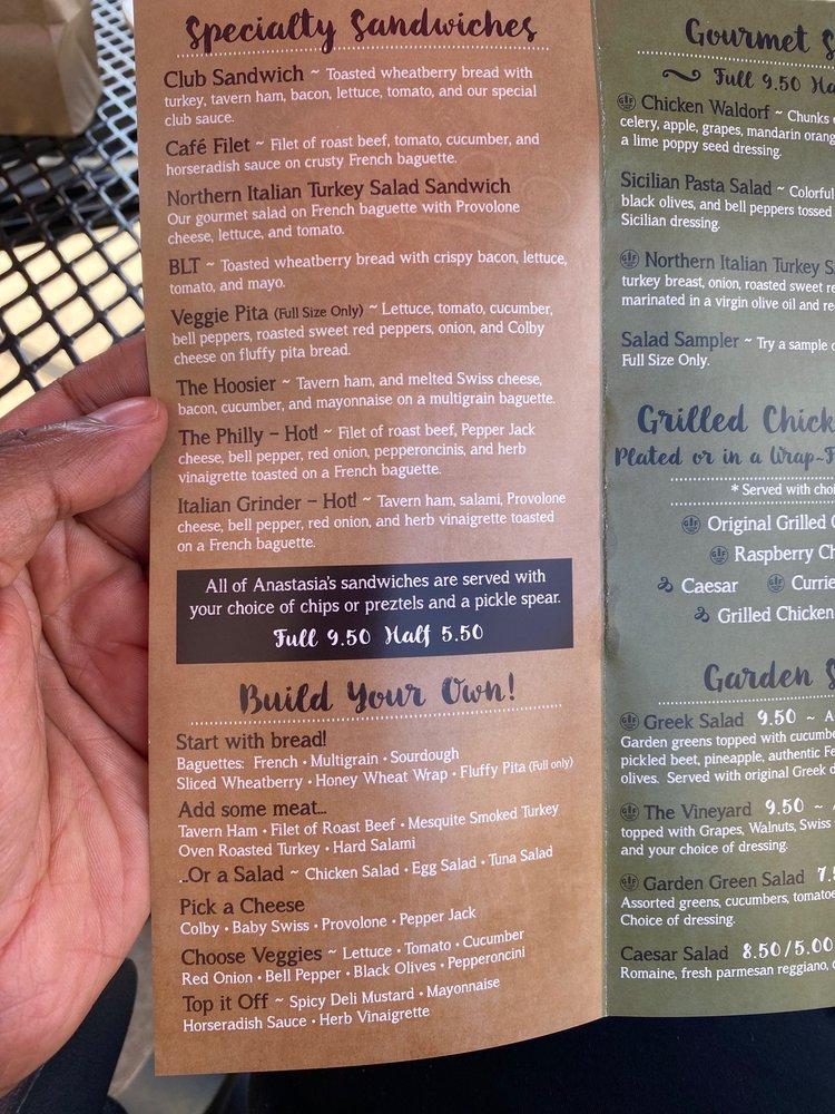 Menu at Anastasia's Café cafe, Fort Wayne, W Jefferson Blvd