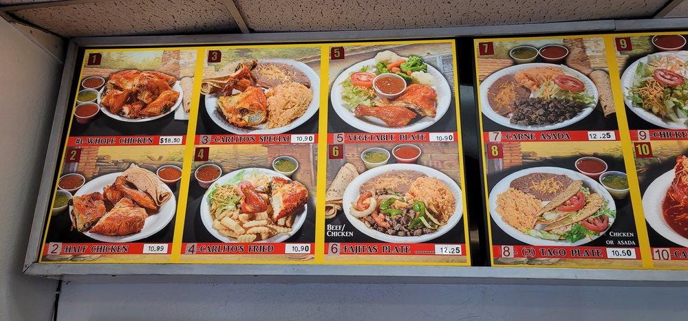 Menu at Carlito's Chicken restaurant, Oceanside