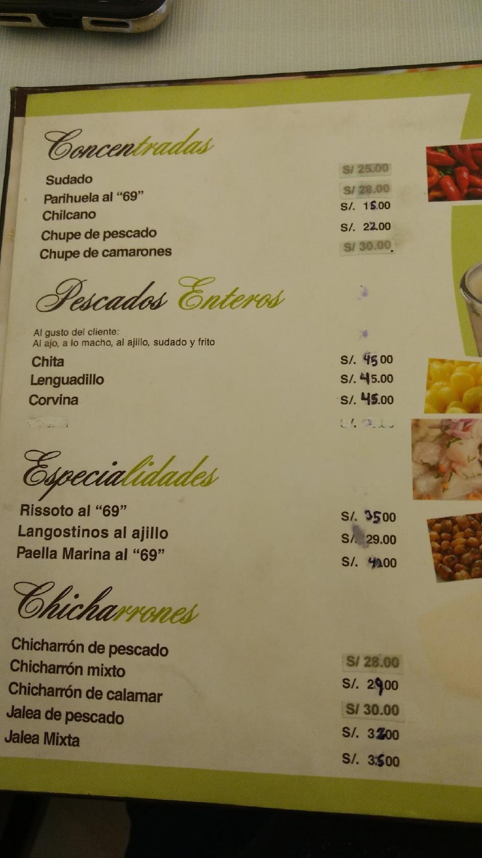 Carta del restaurante Cviche 69 - Marino & Nikkei, La Molina