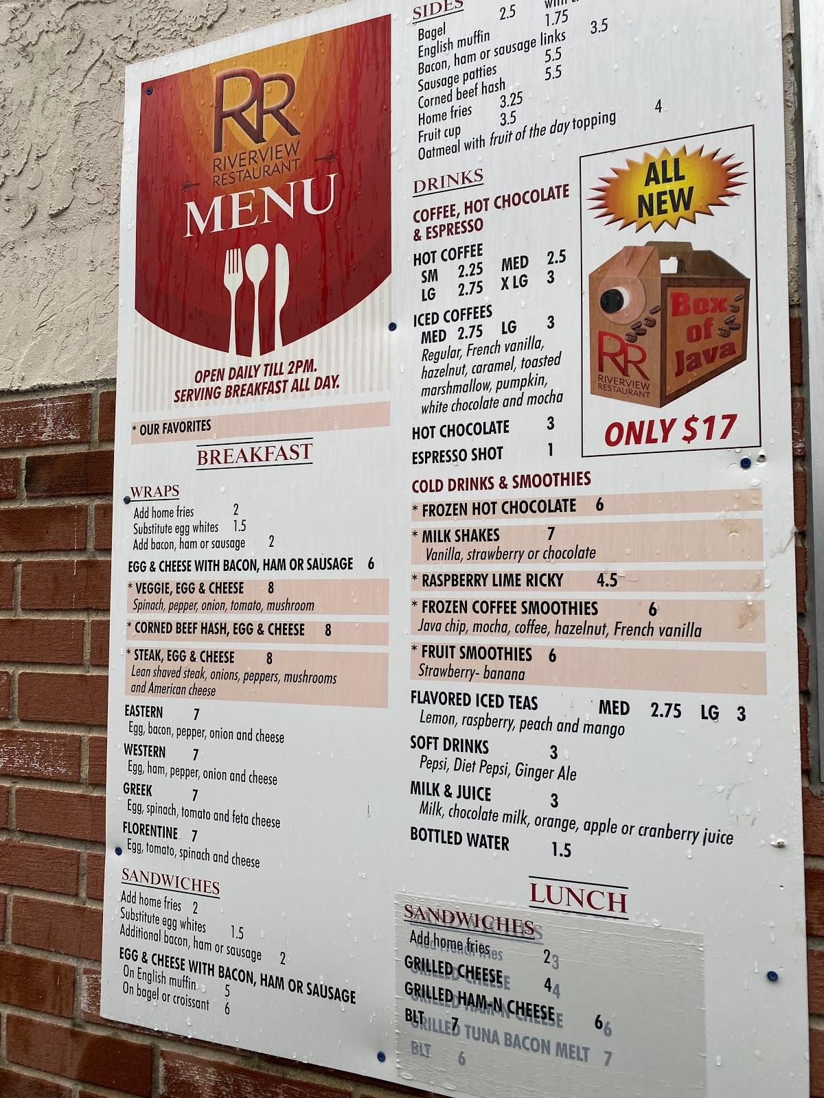 Menu at Riverview Restaurant, Billerica