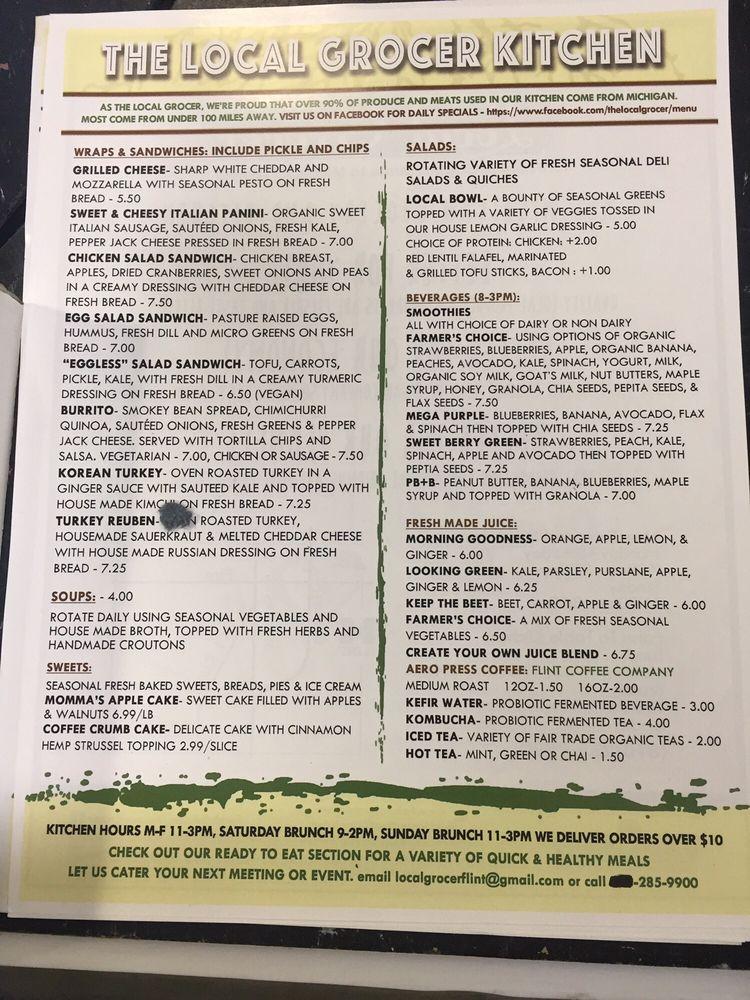 Menu at The Local Grocer, Flint